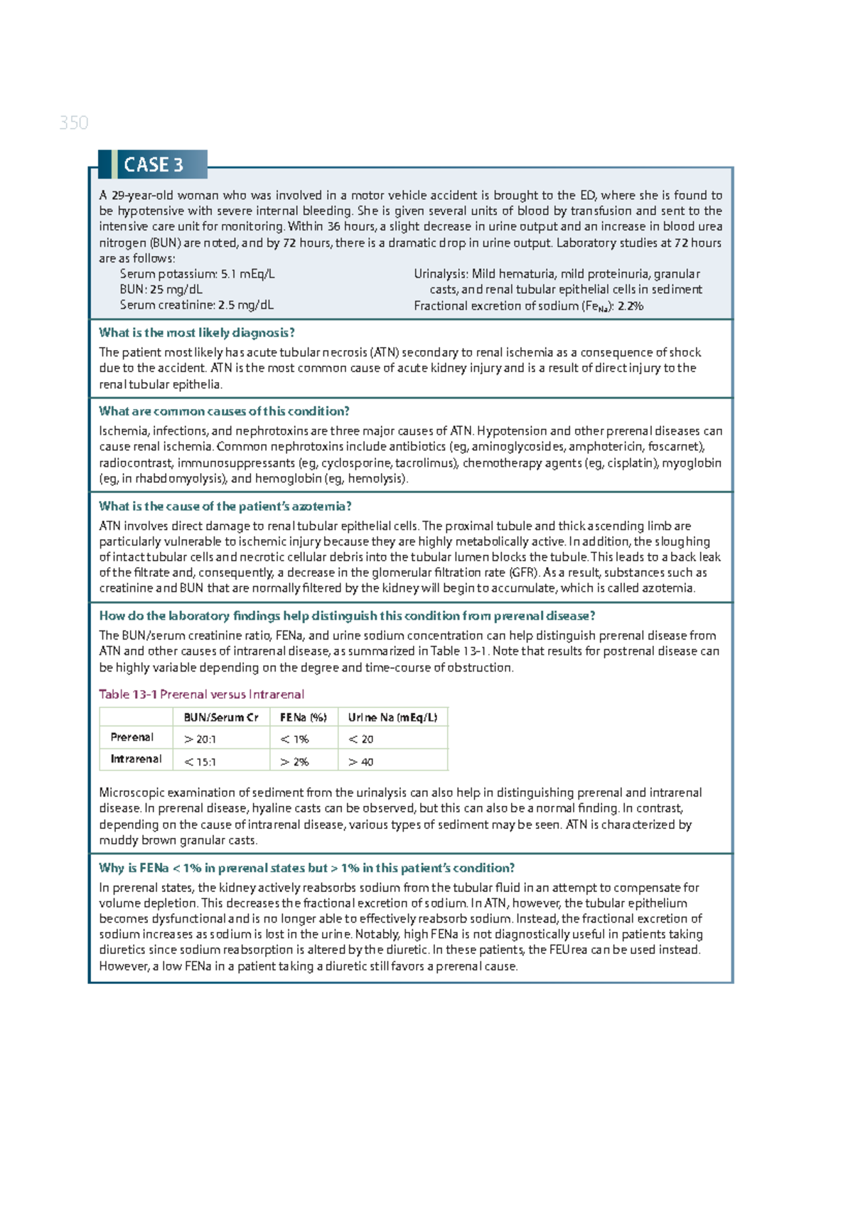 350 RENAL CHAPTER 13 CASE STUDY: Acute Tubular Necrosis Analysis - Studocu