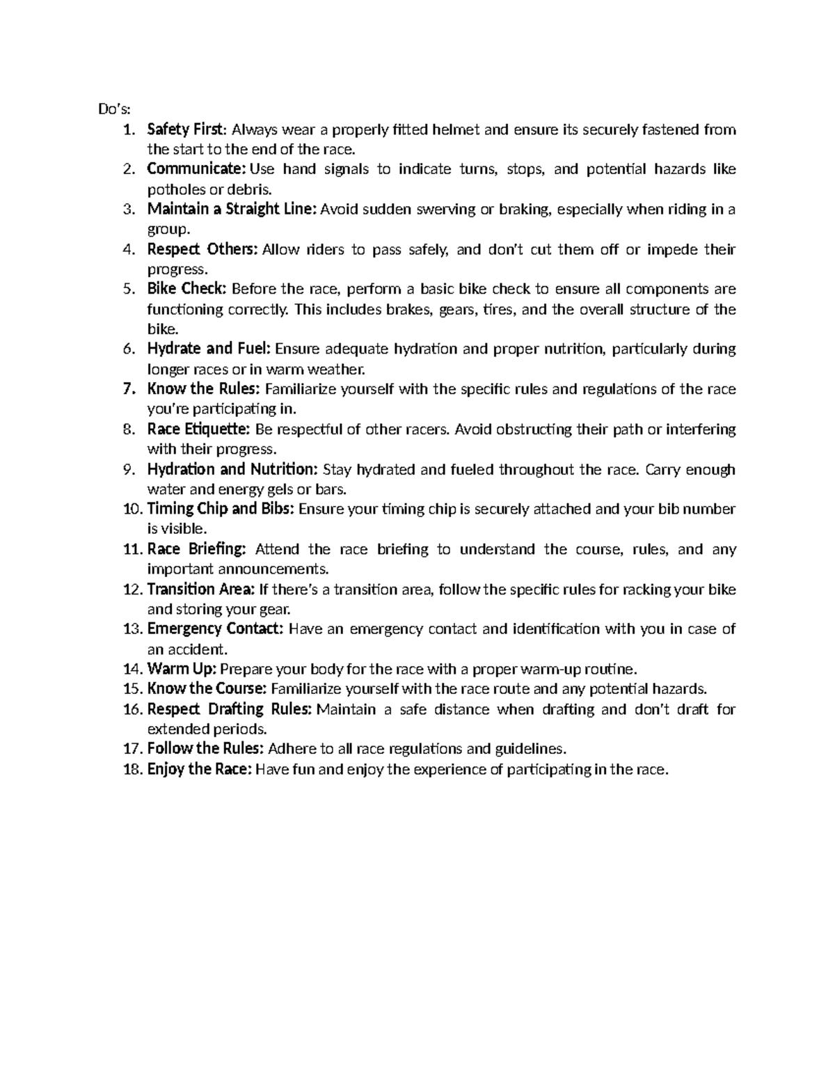 Biking Rules & Safety Guidelines for Sante Barley Domination Comp ...