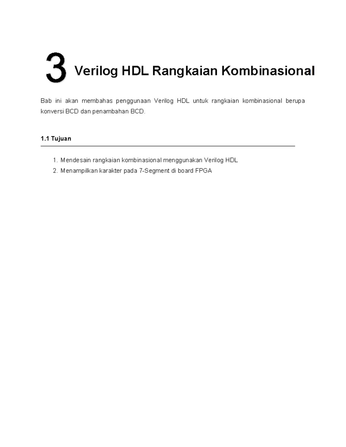 Modul 03: Verilog HDL untuk Rangkaian Kombinasional BCD dan 7-Segment - Studocu