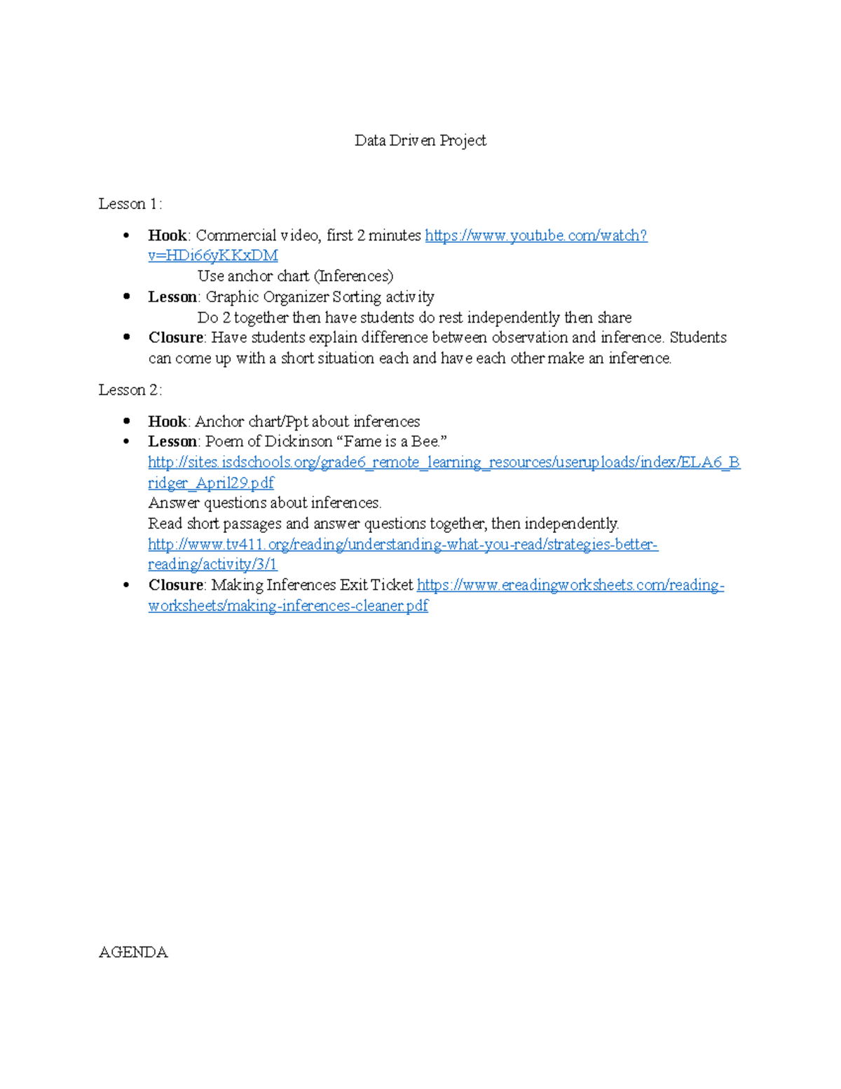 Data-Driven Project - Data Driven Project Lesson 1: Hook : Commercial ...