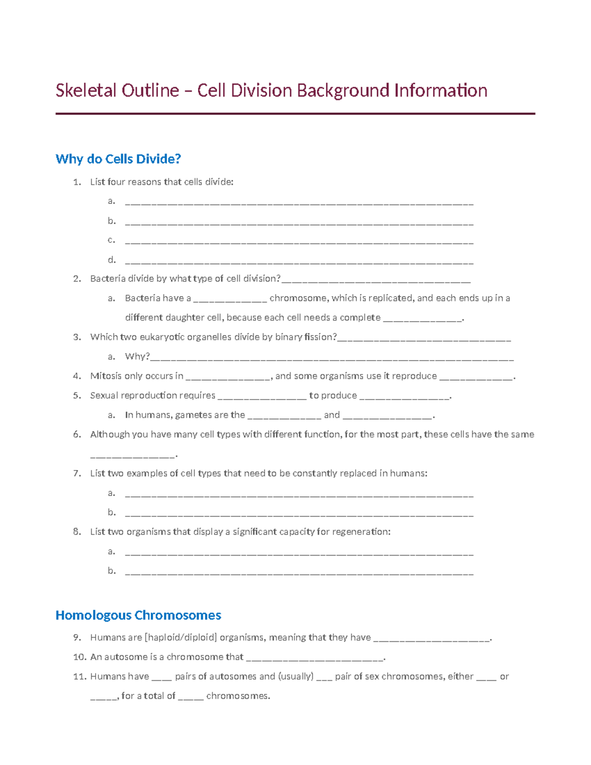 Cell Division and Genetic Variation: Mitosis & Gametogenesis (BIO101 ...