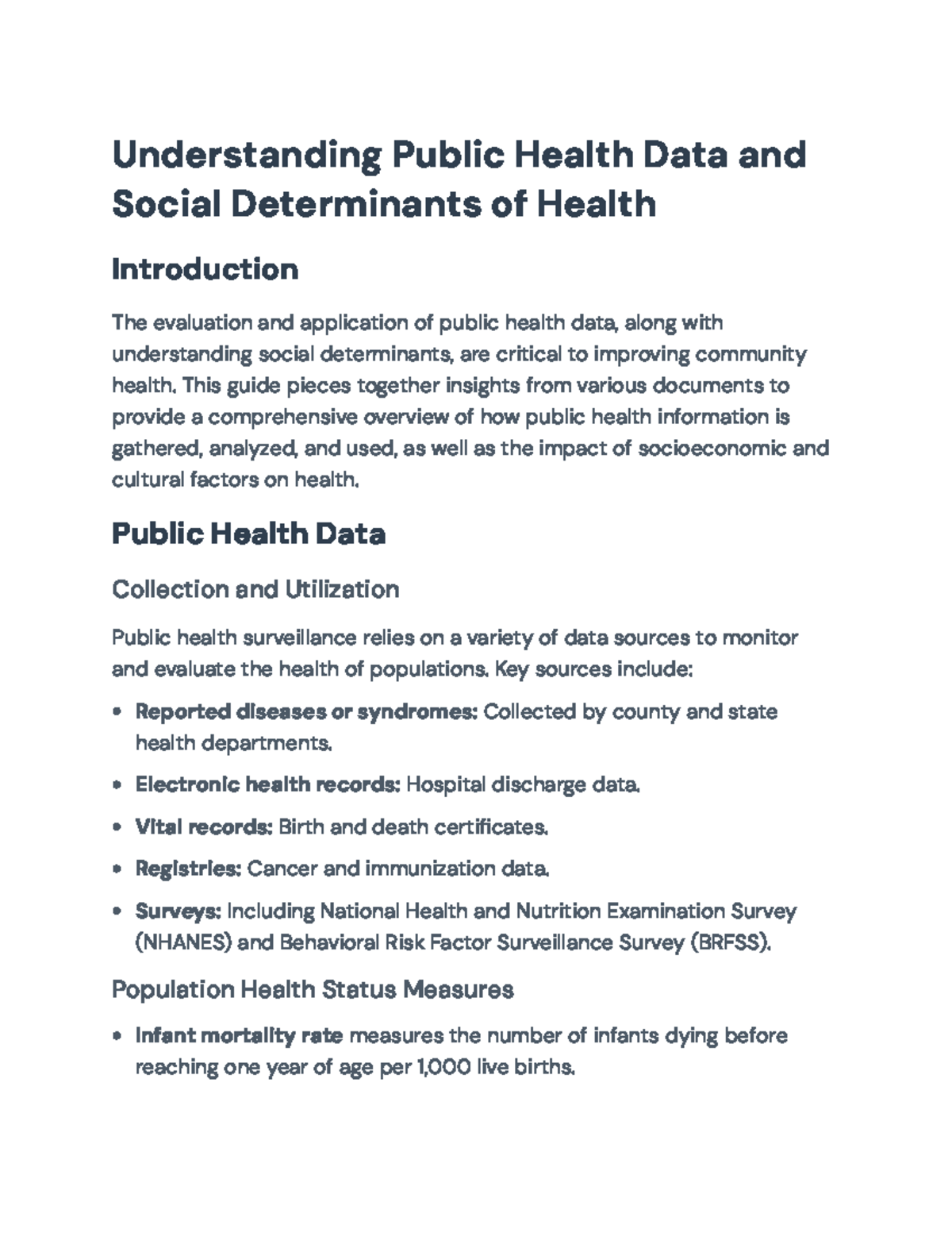 Public Health Data: Analysis of Social Determinants and Behavioral ...