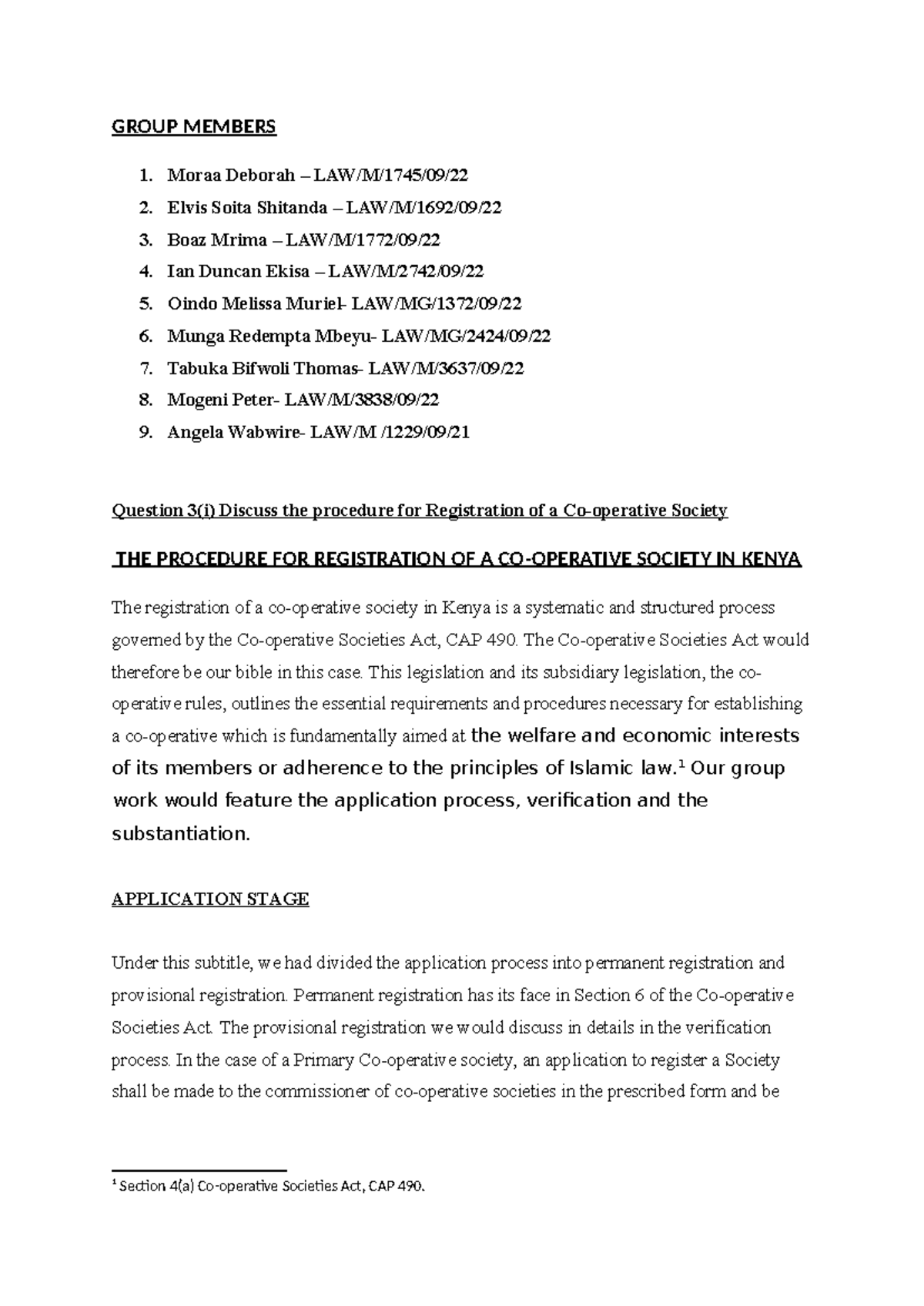 Procedure for Registration of Co-operative Societies in Kenya (LAW/M ...