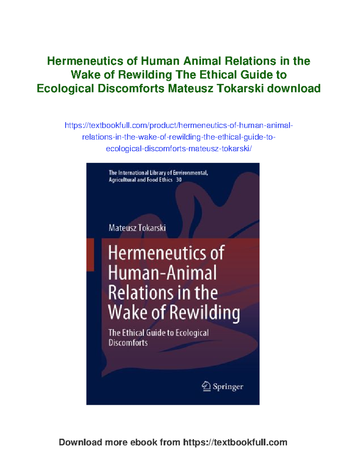 Hermeneutics of Human-Animal Relations: Ethical Insights on Rewilding ...