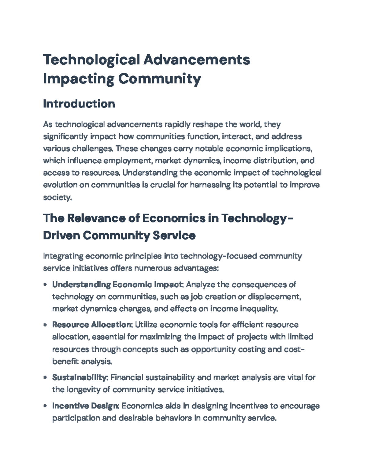 Economic Impact of Technological Advancements on Community Services ...