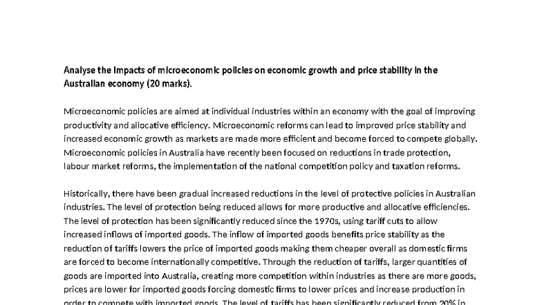Microeconomic Policies and Their Effects on Australia's Growth ...