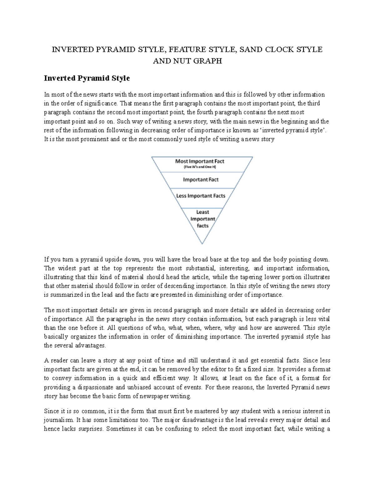 Inverted Pyramid and Feature Styles: A Guide to News Writing Techniques ...