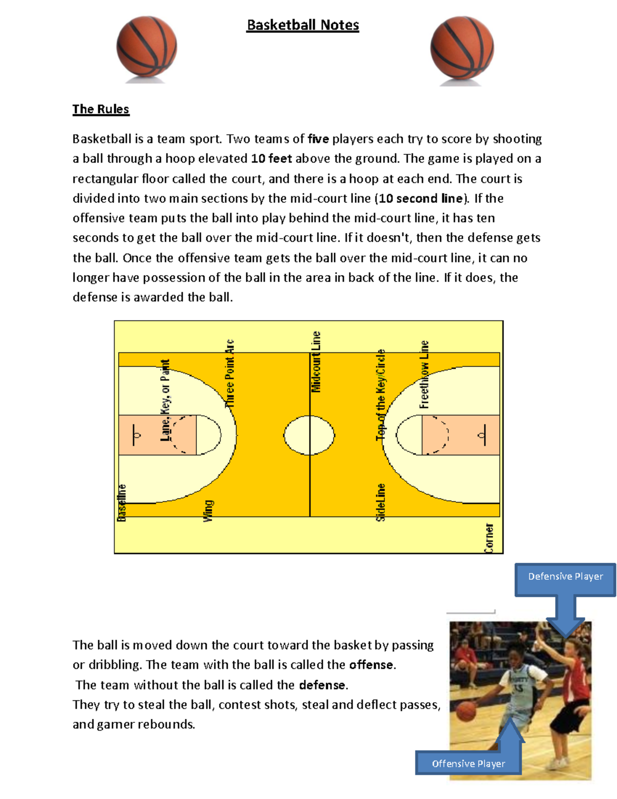 Basketball notes 2 - try testing - Offensive Player Defensive Player ...