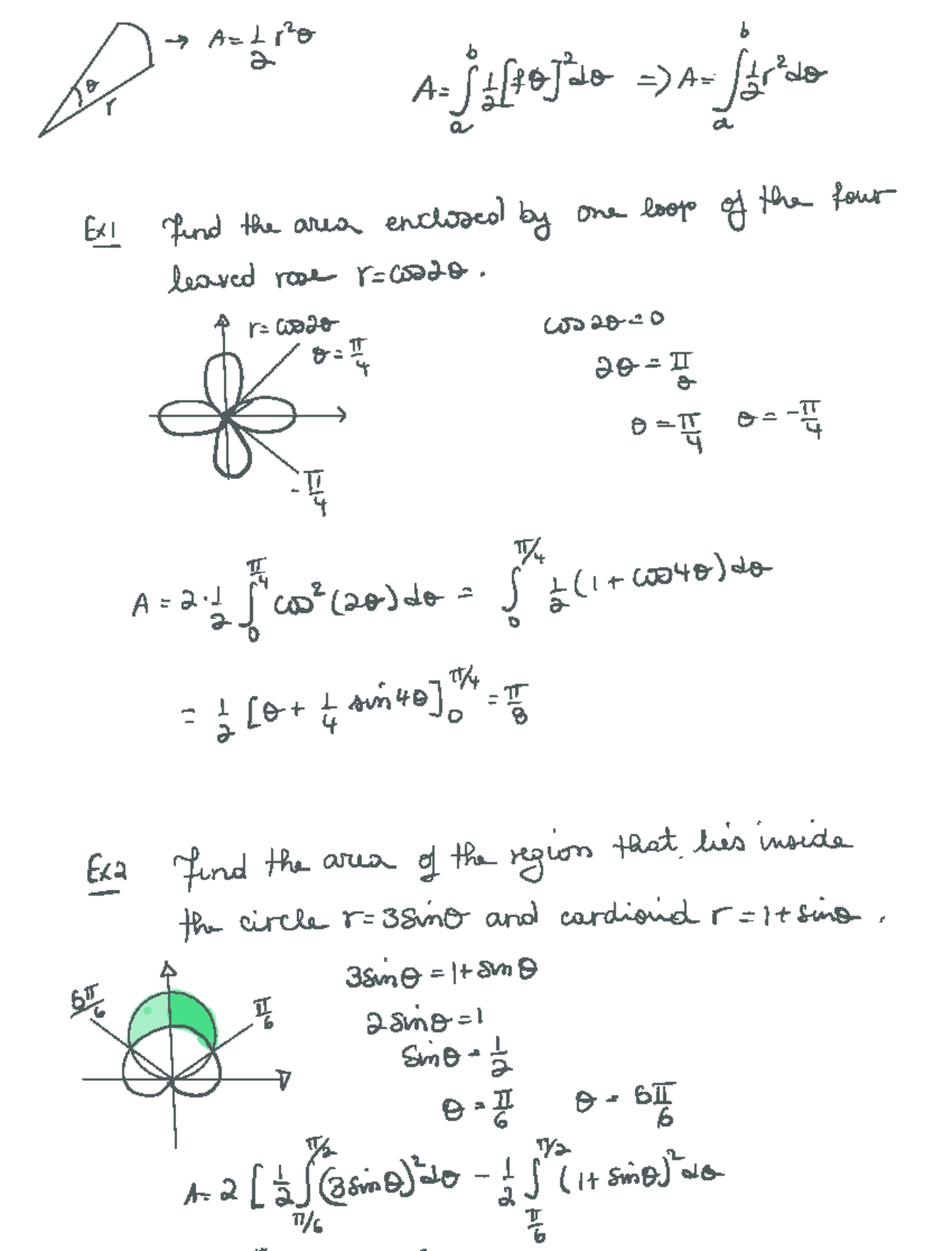 10.4 Calculus with Polar Curves - MAT 201 - 120 b o Strido a a Ex1 fund ...