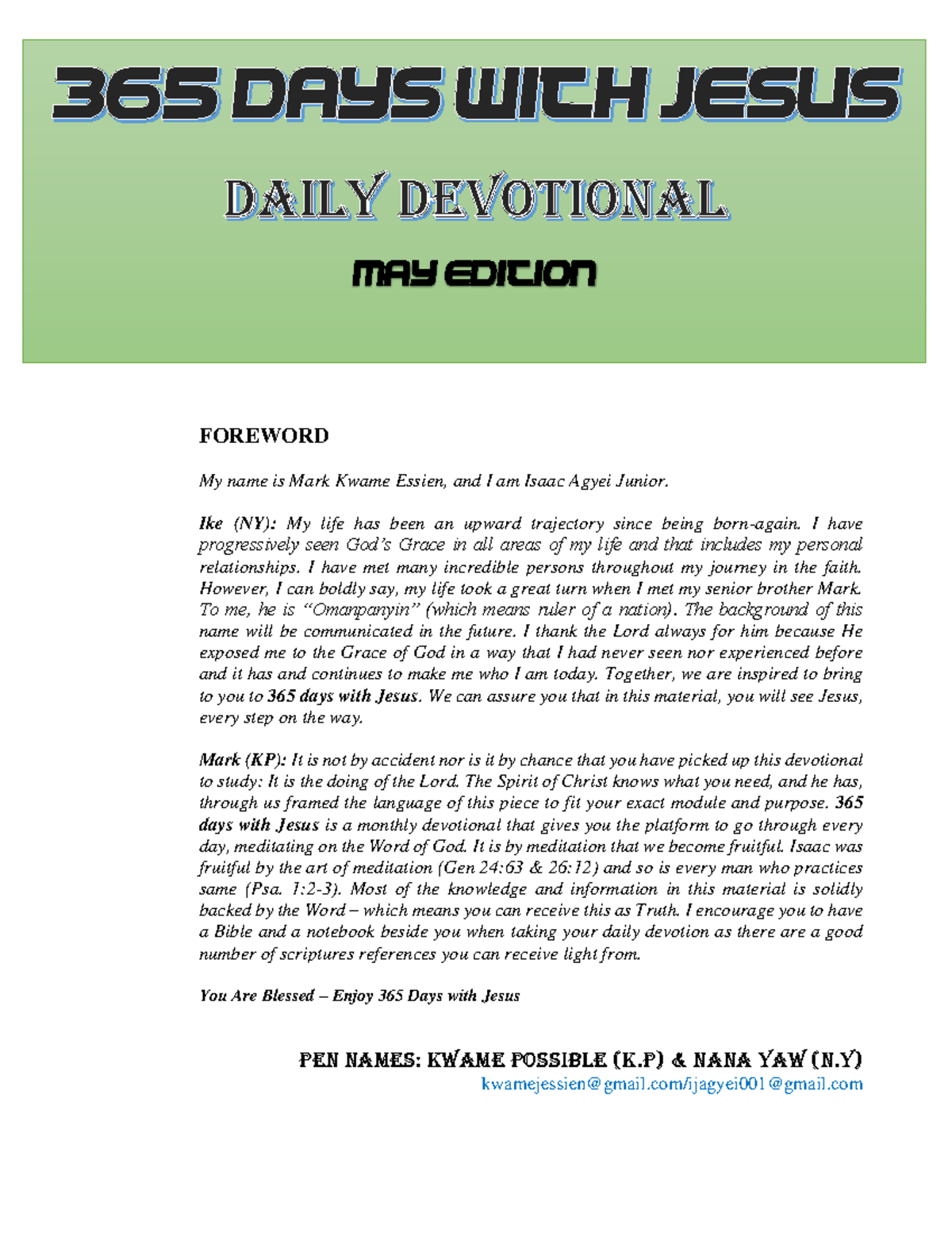 365 Days with Jesus: Daily Devotional - May Edition - Studocu