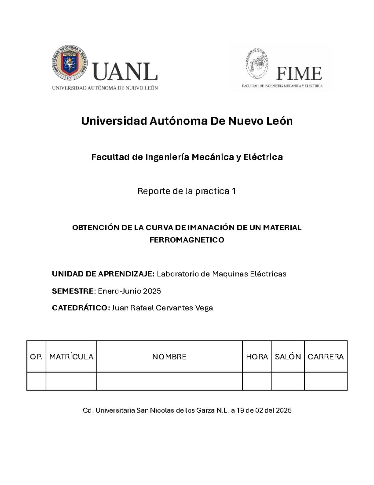 LME 2025 - Reporte de Práctica 1: Curva de Imanación de Material ...