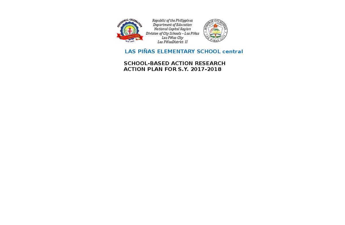 Action Plan for School-Based Action Research (S.Y. 2017-2018) - Studocu