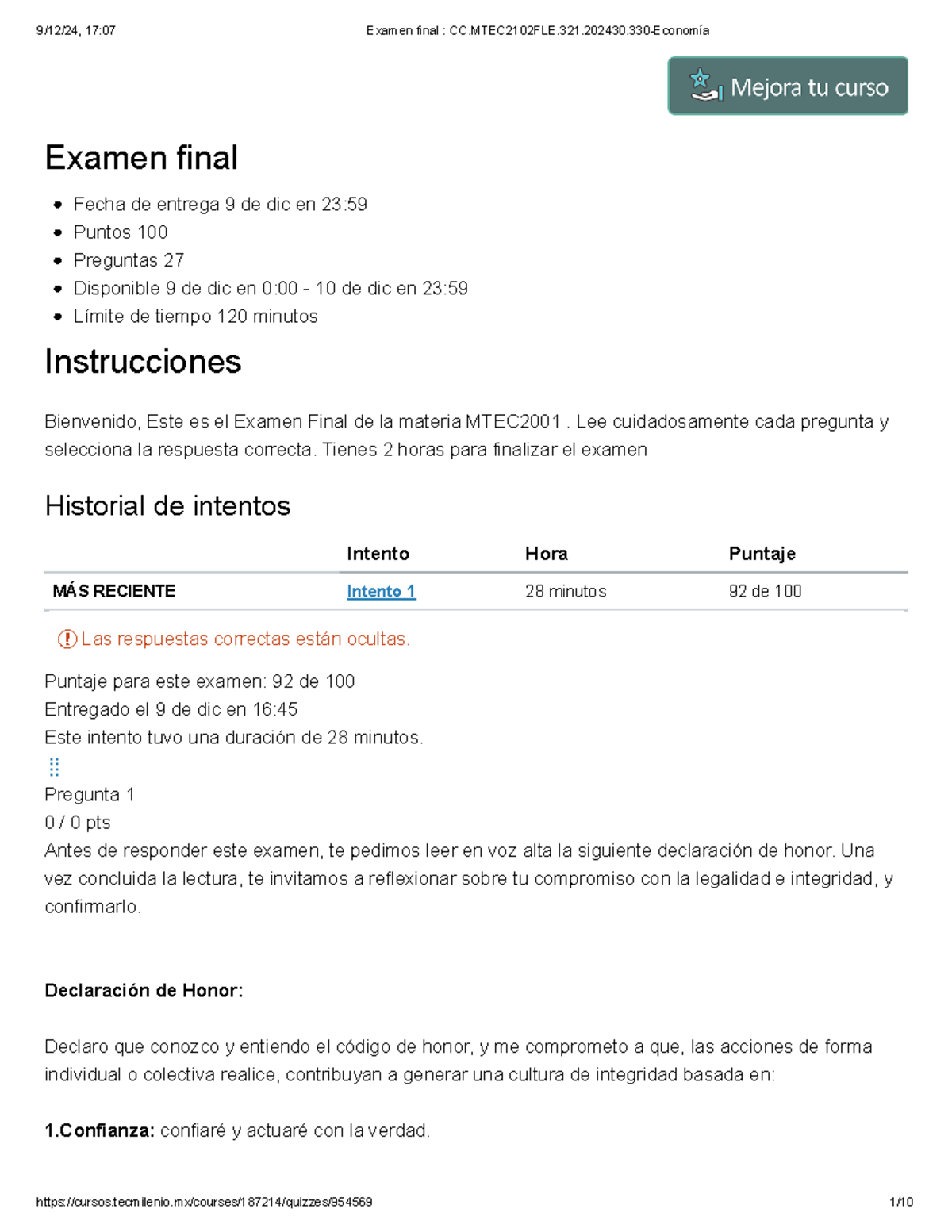 Examen Final MTEC2102 - Detalles, Instrucciones y Preguntas - Studocu