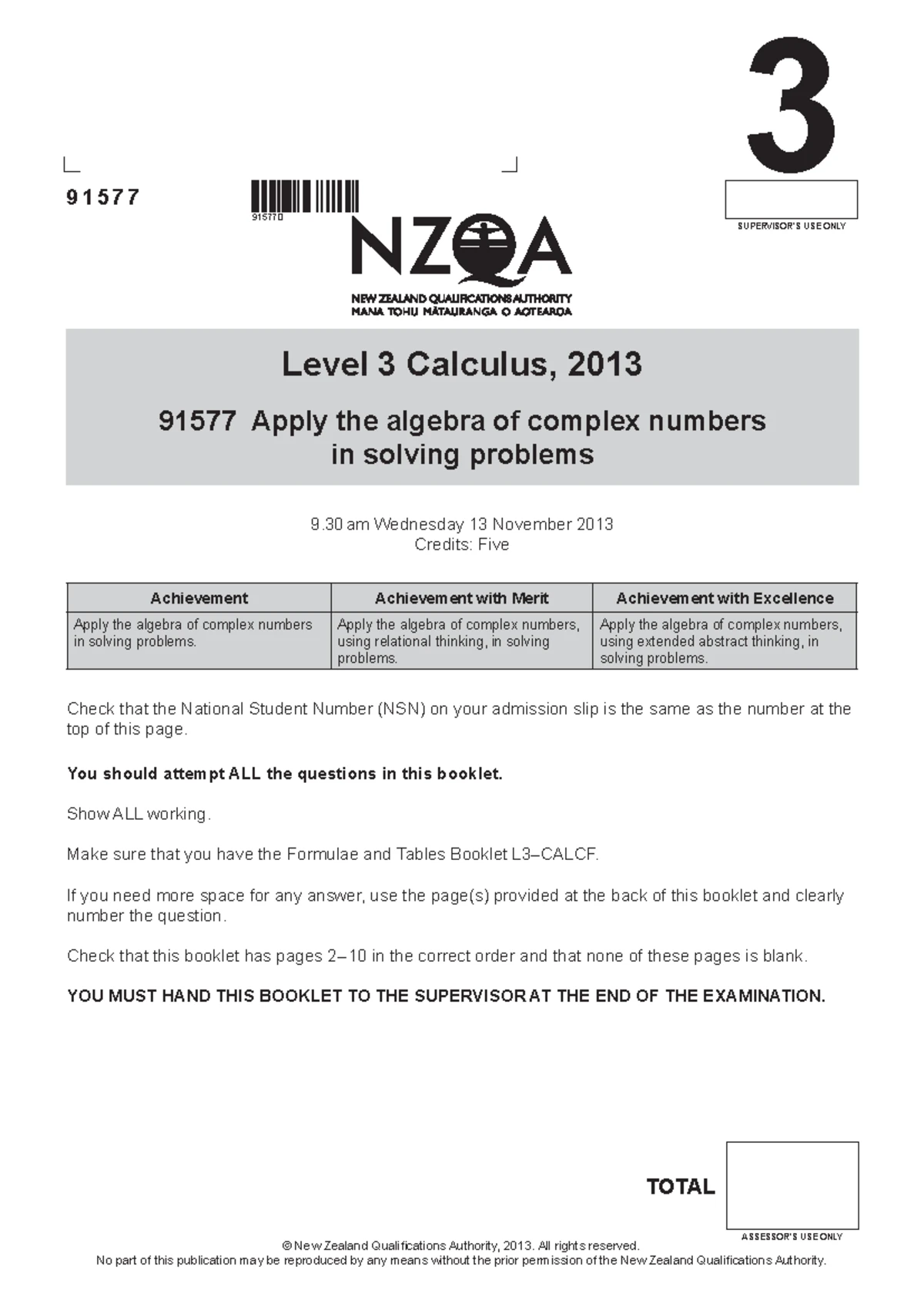 Level 3 Calculus Formulae & Tables Booklet for 91577-91579 (2022) - Studocu