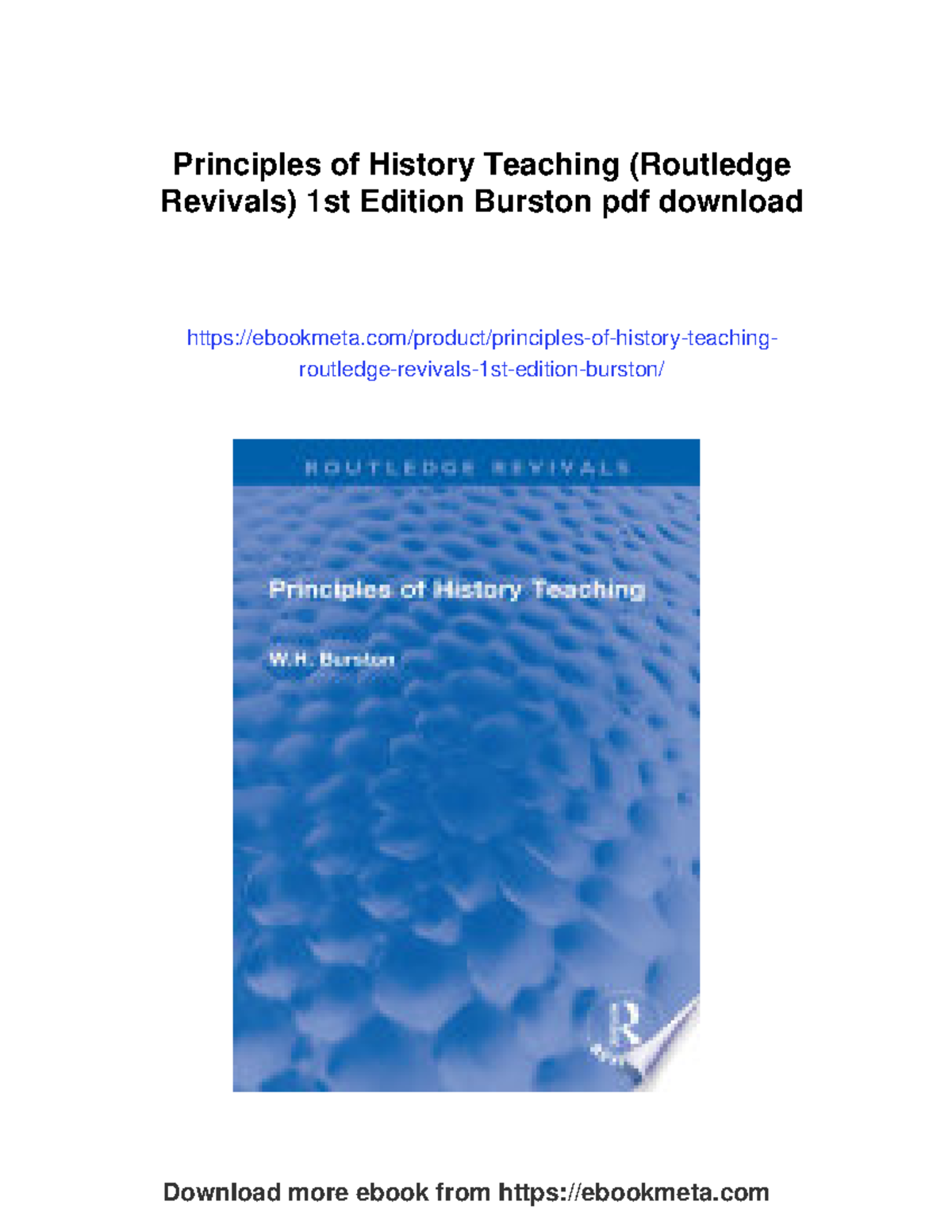 Principles of history teaching (Routledge Revivals) 1st edition by ...