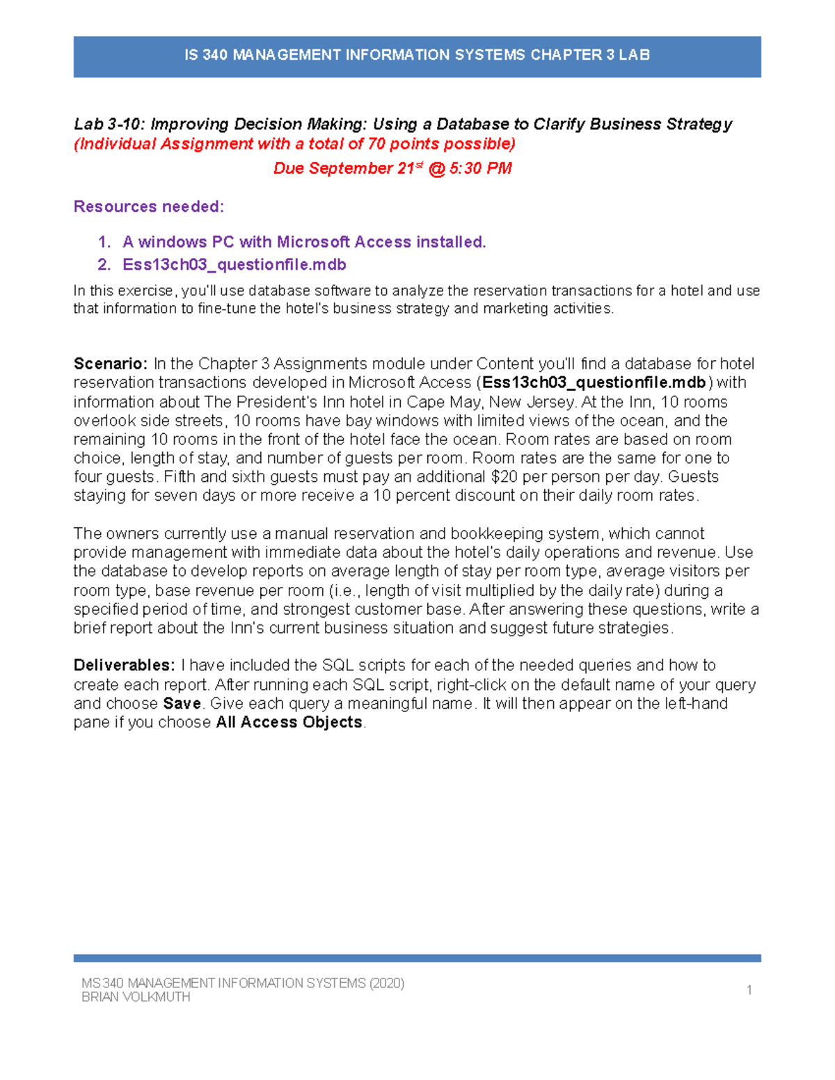Chapter 3 Lab Instructions - Lab 3-10: Improving Decision Making: Using ...