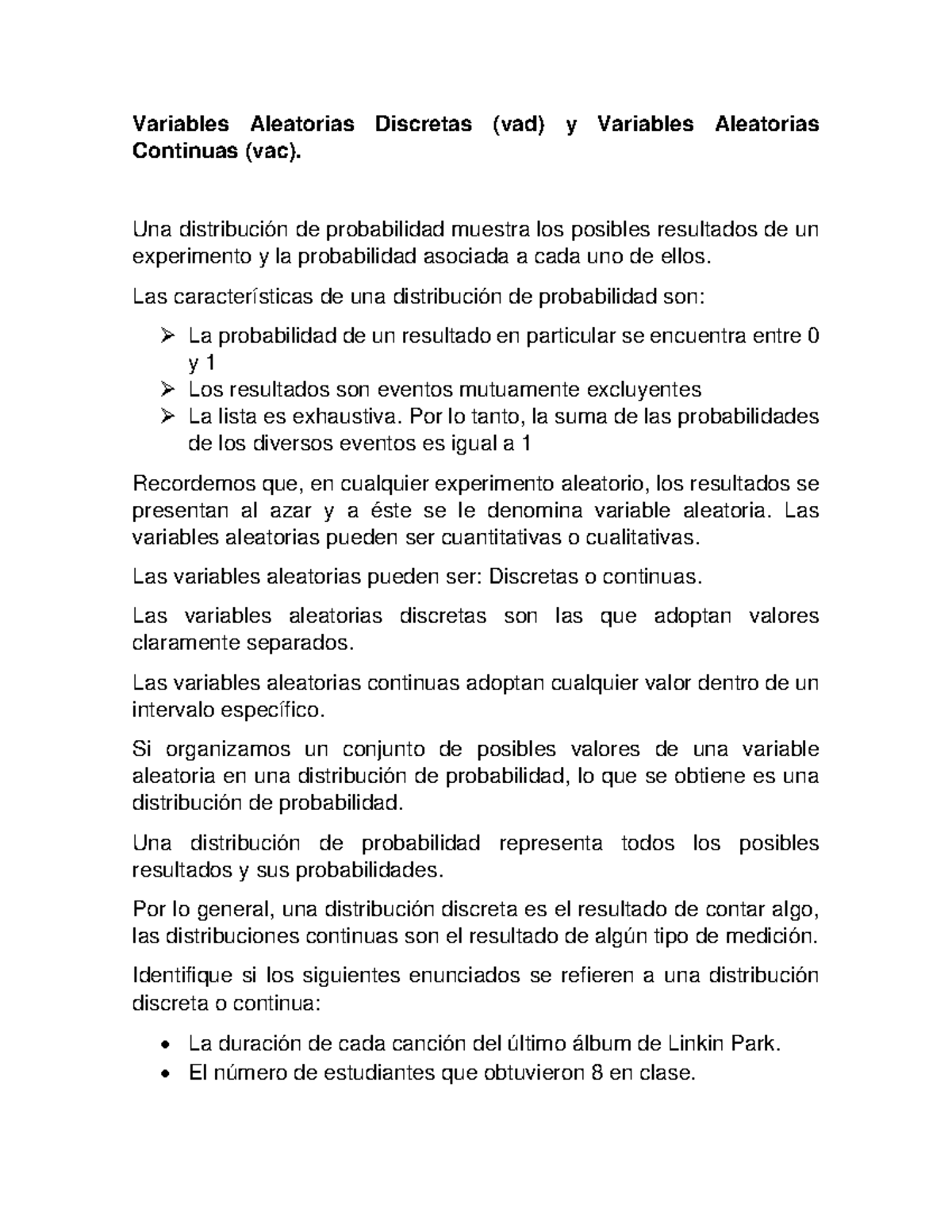 P-16 Mate IV Variables Aleatorias Discretas y continuas. Distribución ...