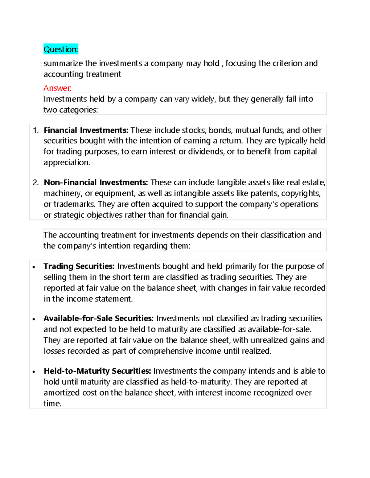 AFA-2 Theory 1: Investment Types and Group Accounting Explained - Studocu