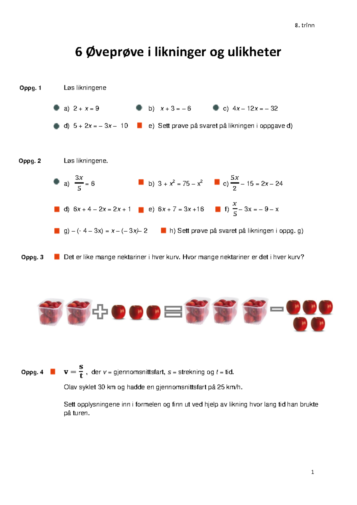 Øveprøve i Likninger - Oppgaver og Løsninger for 2. Klasse - Studocu