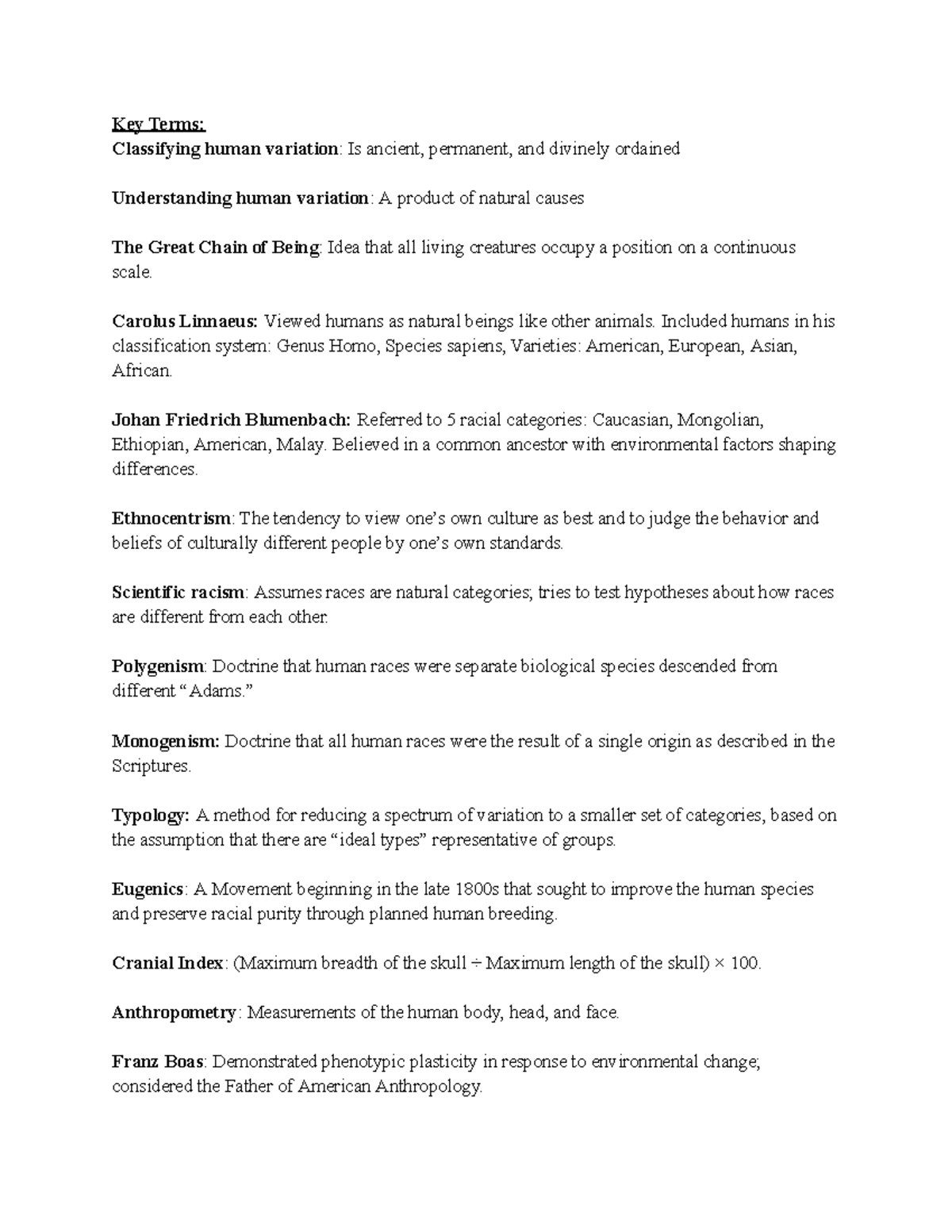 Anthropology Midterm Study Guide: Key Concepts and Terms - Key Terms ...
