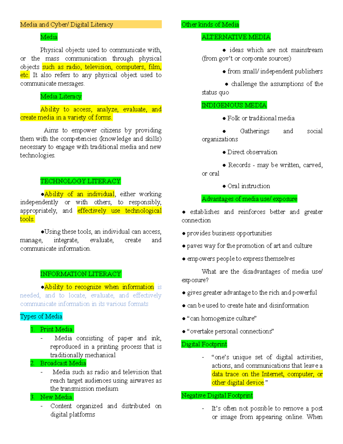 Media and Digital Literacy: A Comprehensive Reviewer Guide - Studocu