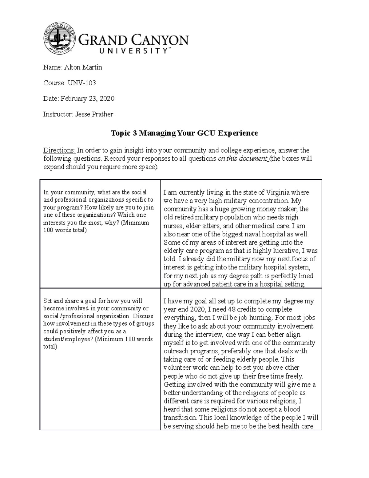 Managing Your GCU Experience - Studocu