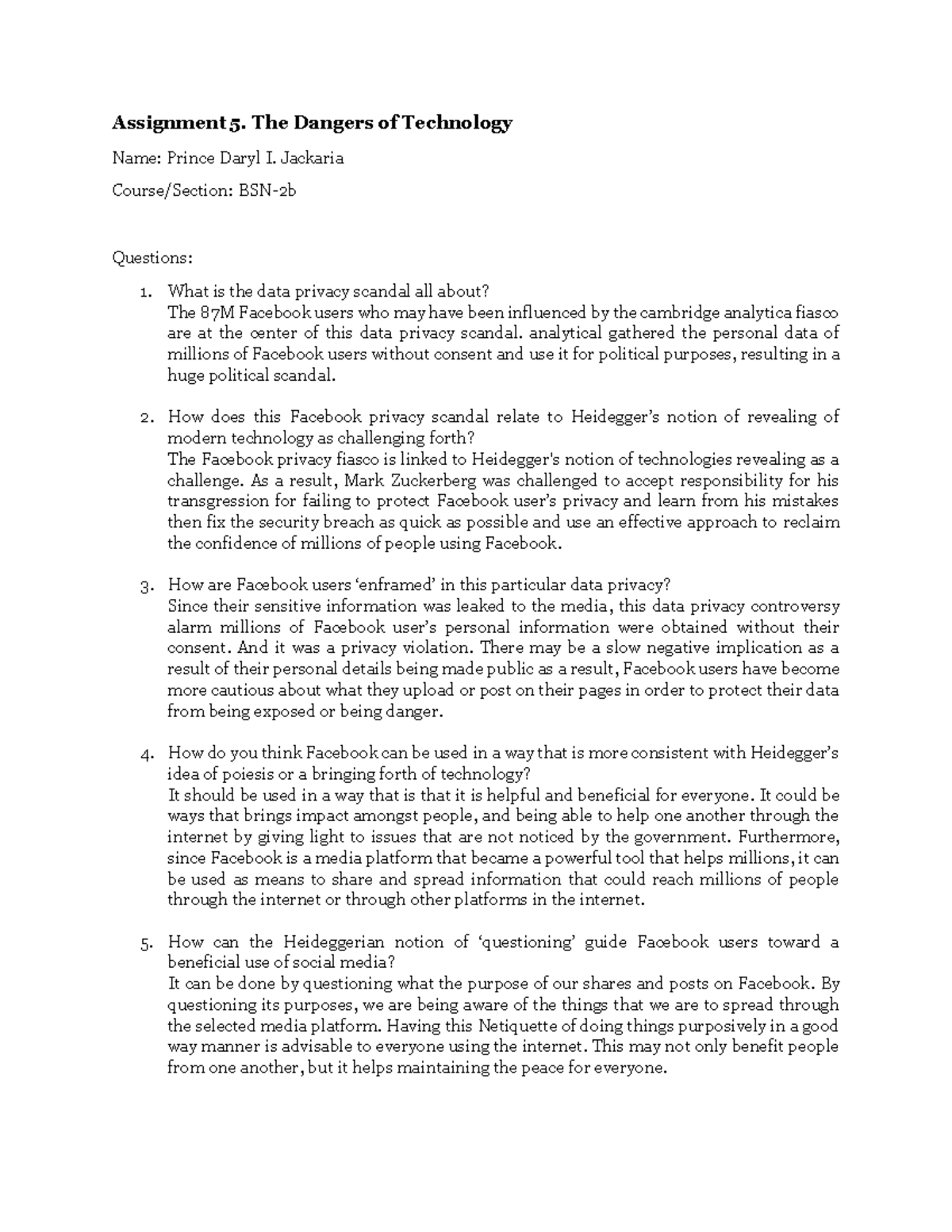 STS-BSN-2b Assignment 5: Analyzing the Dangers of Technology - Studocu