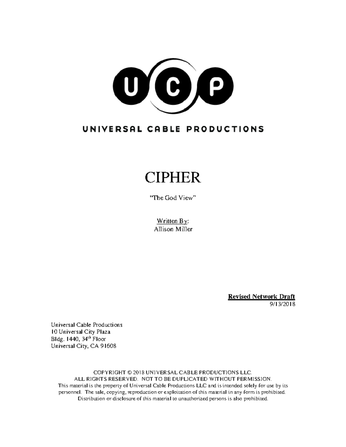 CIPHER 1x01 - The God View Transcript and Analysis Notes - Studocu