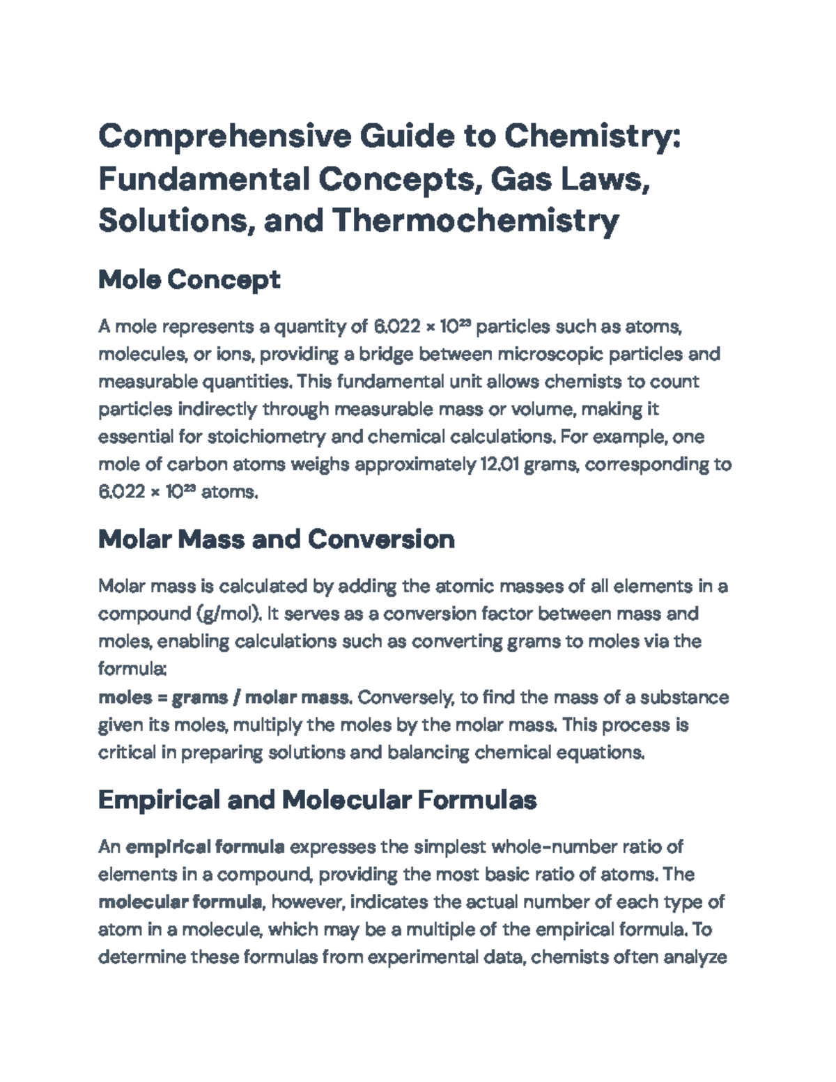 Comprehensive Study Guide for CHEM101: Key Concepts and Gas Laws - Studocu