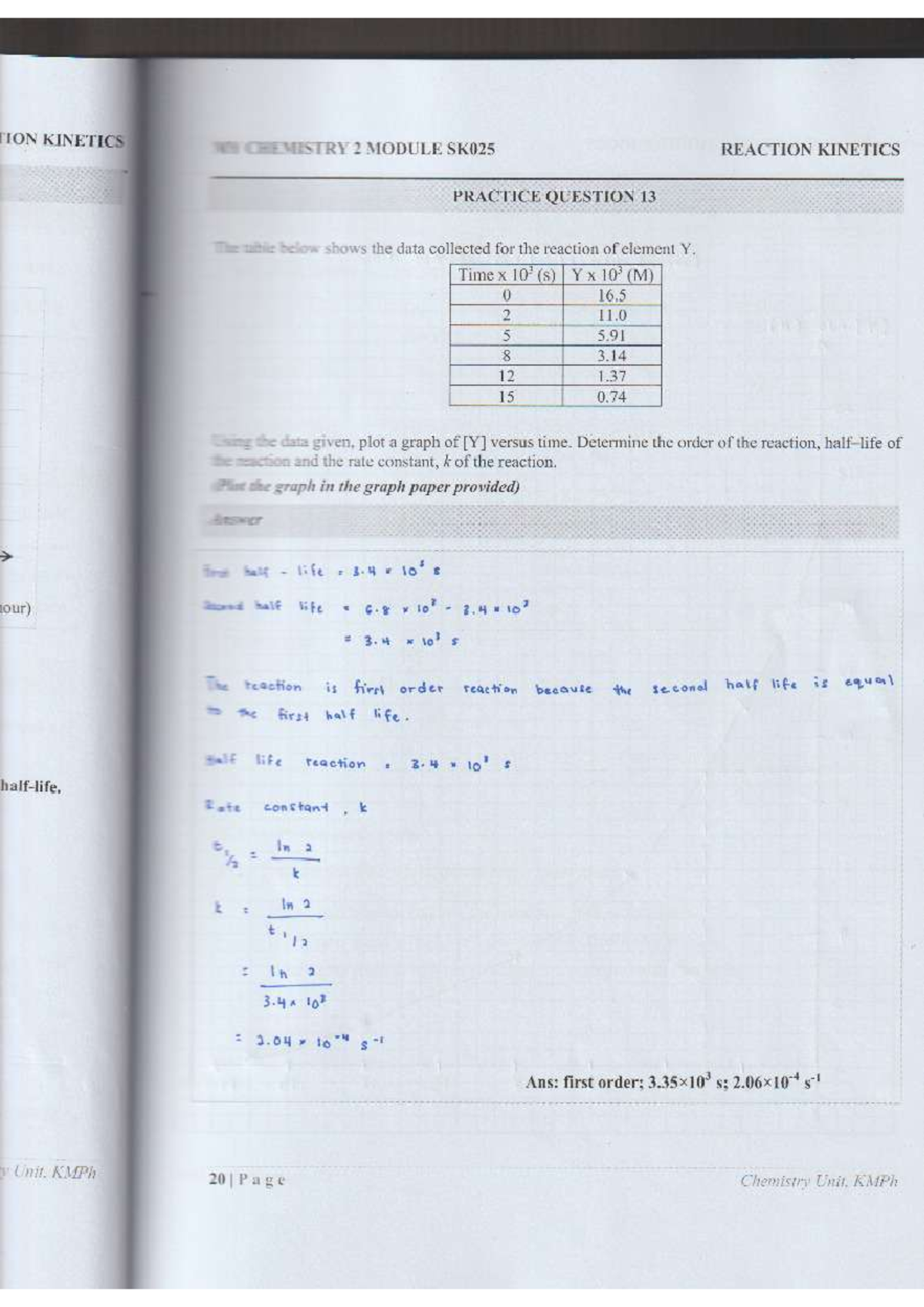 Reaction Kinetics Practice Questions 13-15 - Chem 2 Module SK025 - Studocu