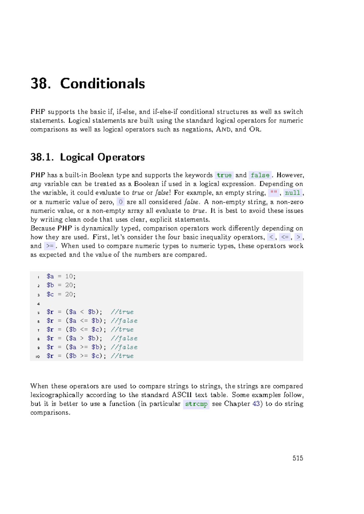 Computer Science One-549-559 - 38. Conditionals PHP supports the basic ...