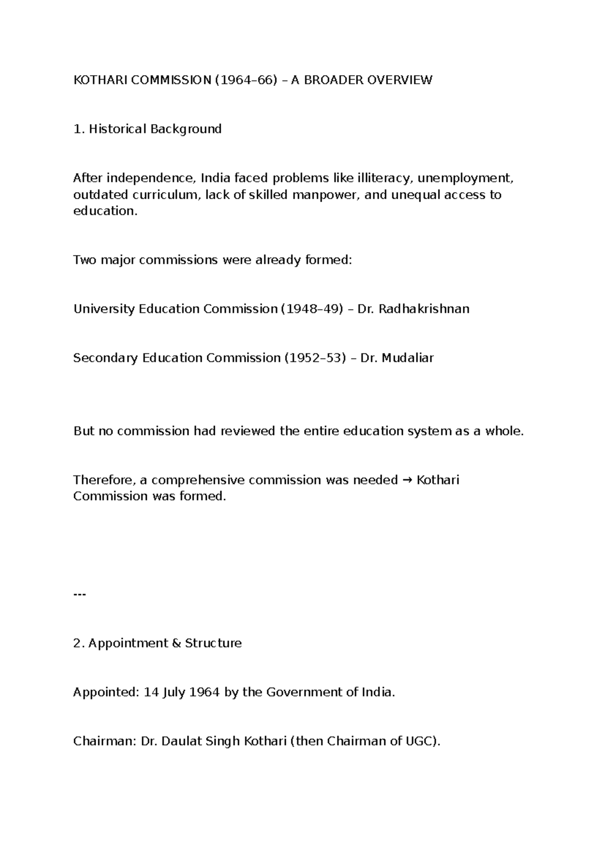 Kothari Commission: A Comprehensive Overview of Educational Reforms ...
