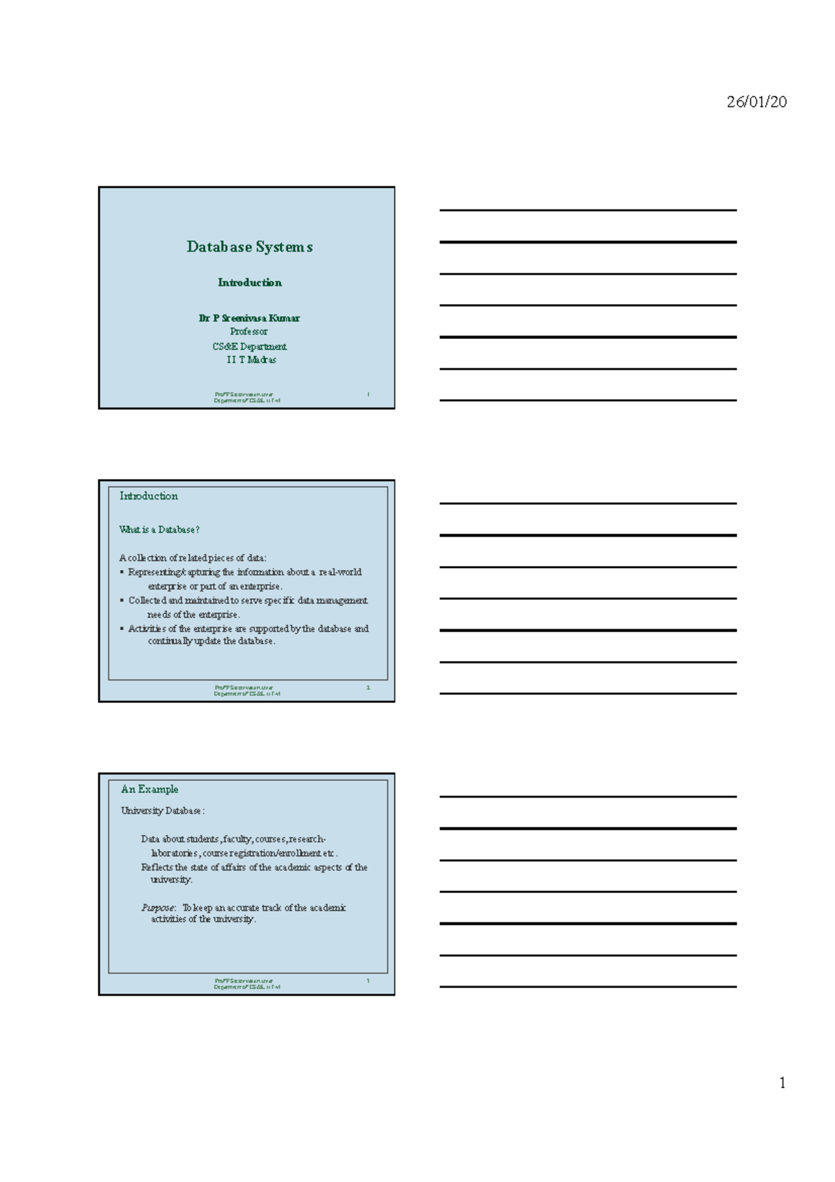 Week 1 Handout M1: Introduction to Database Systems - NPTEL Module 1 ...