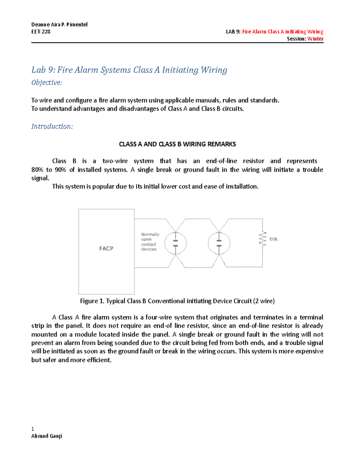 EET-228 Lab 9 Fire Alarm Class A Wiring - EET-228 LAB 9: Fire Alarm ...