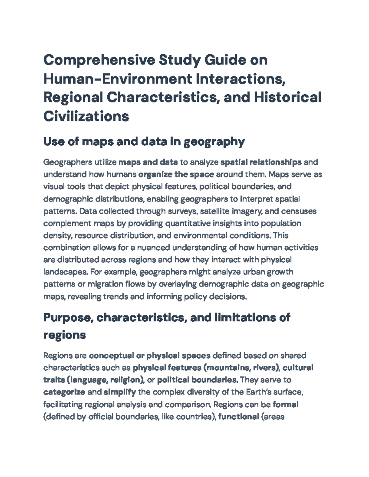 Comprehensive Study Guide: Human-Environment Interactions ...