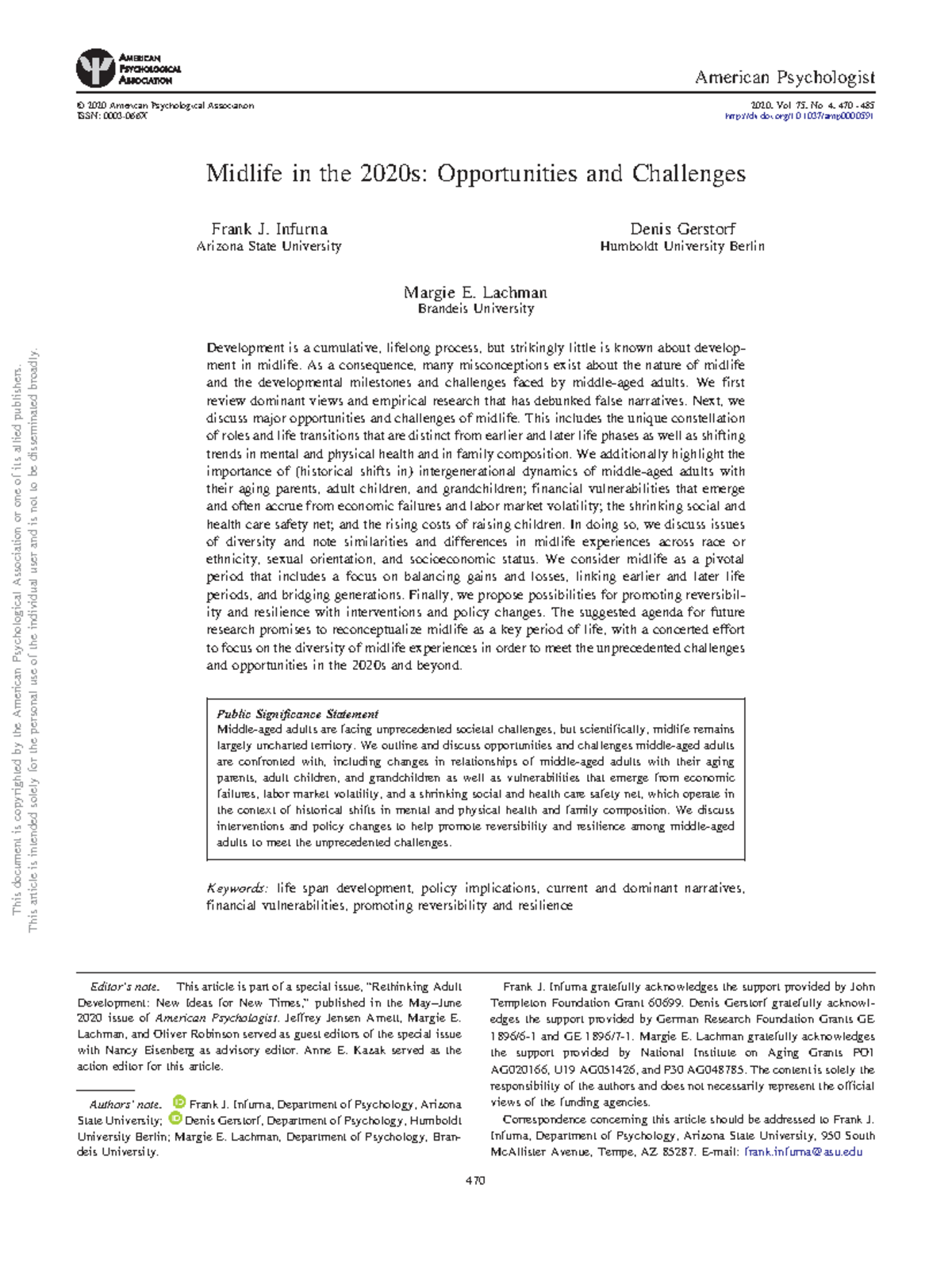 Midlife in the 2020s: Key Opportunities and Challenges for Adults ...