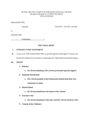 [Solved] How do I write a trial brief for a divorce - Family Law (PLA ...