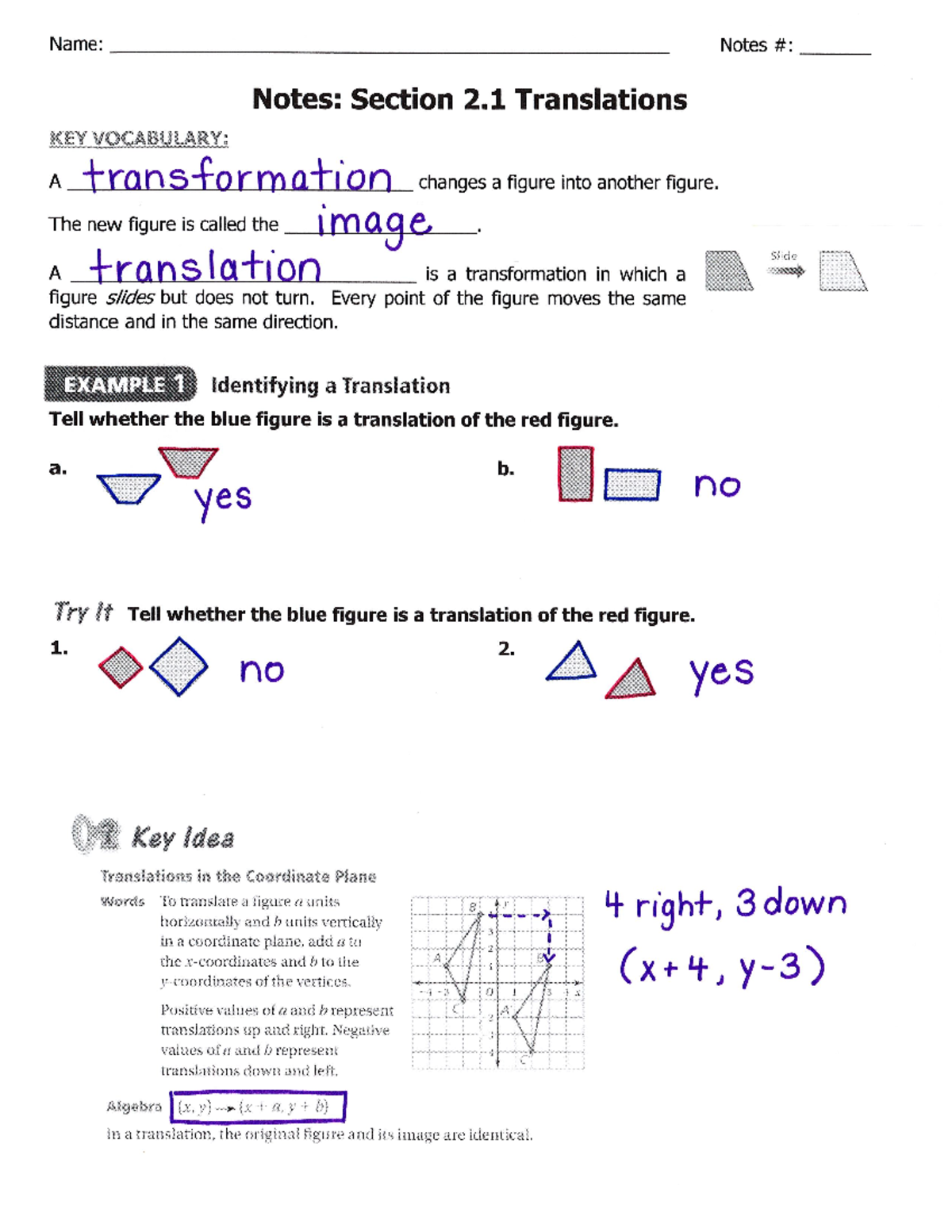 Completed Notes - Section 2 - Name: Notes Notes: Section 2 Translations ...