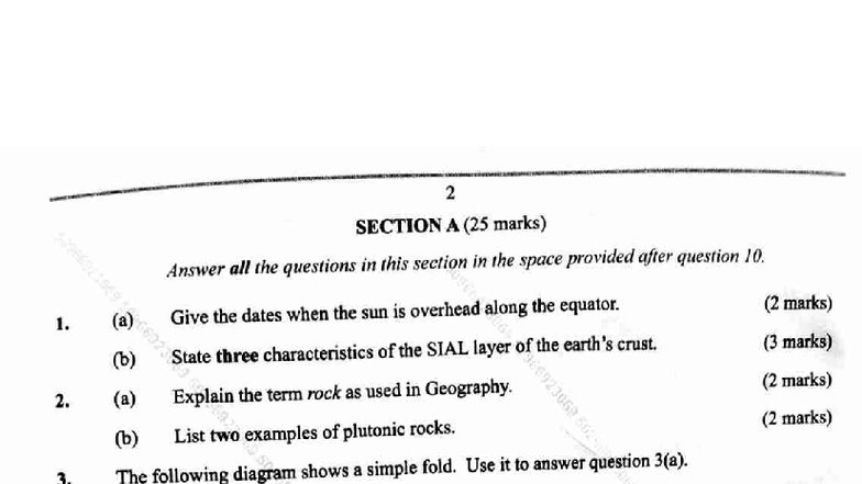 KCSE 2025 Geography Paper 1: Section A & B Questions and Answers - Studocu