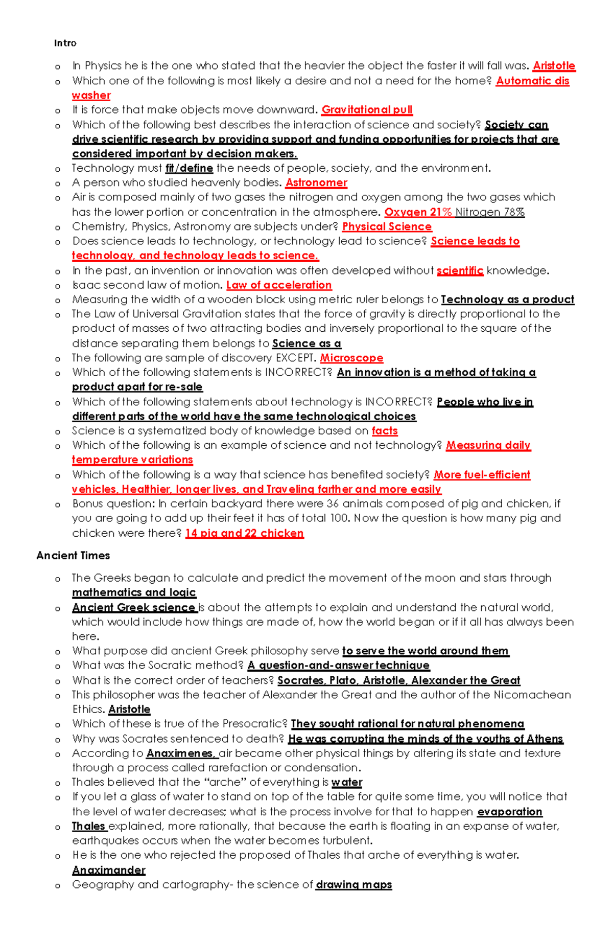Sample Questions on Science, Technology, and Society: STS 101 - Studocu