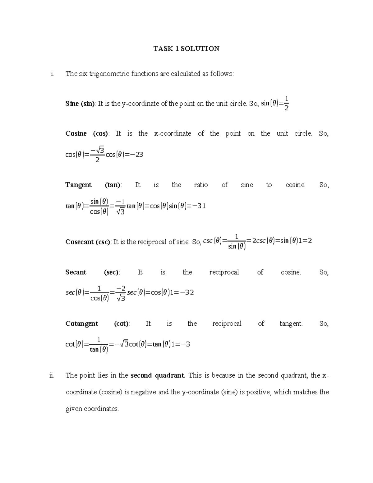 MATH 1201-01 - AY2024-T5 Unit 6 Trigonometric Functions Assignments ...