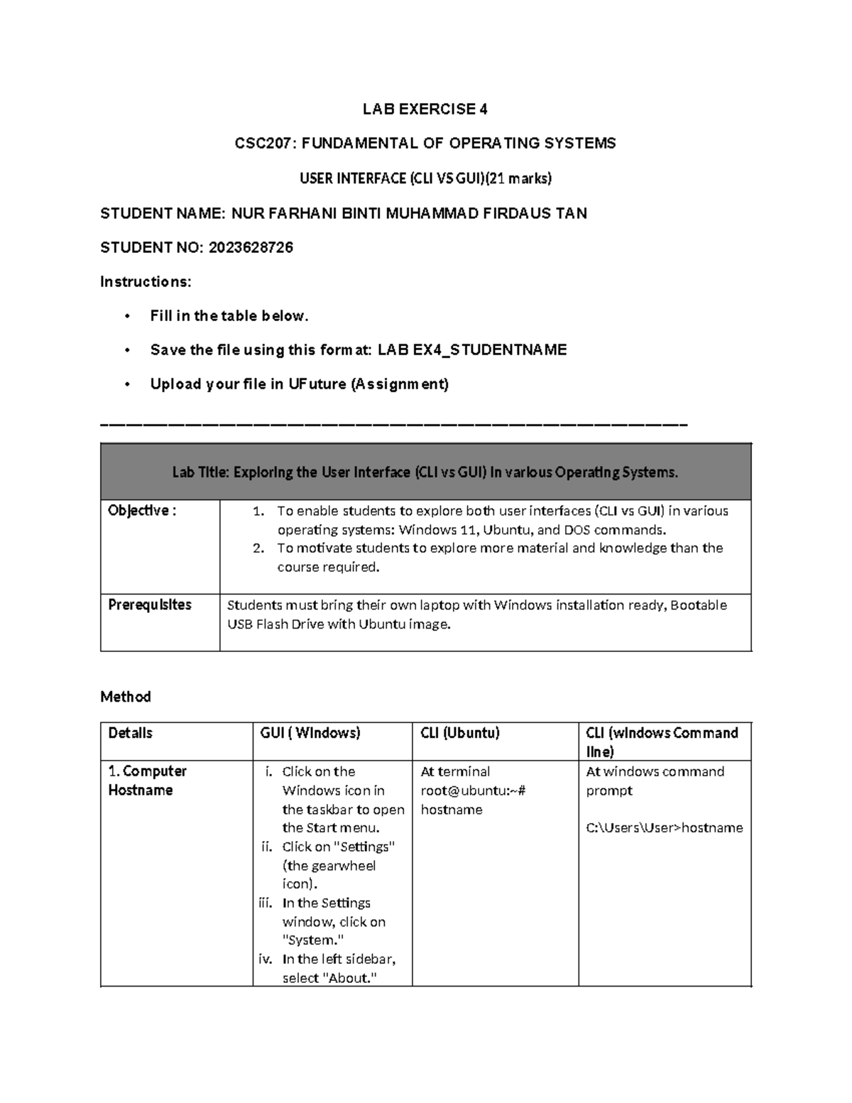 LAB Exercise 4- USER Interface - LAB EXERCISE 4 CSC207: FUNDAMENTAL OF ...