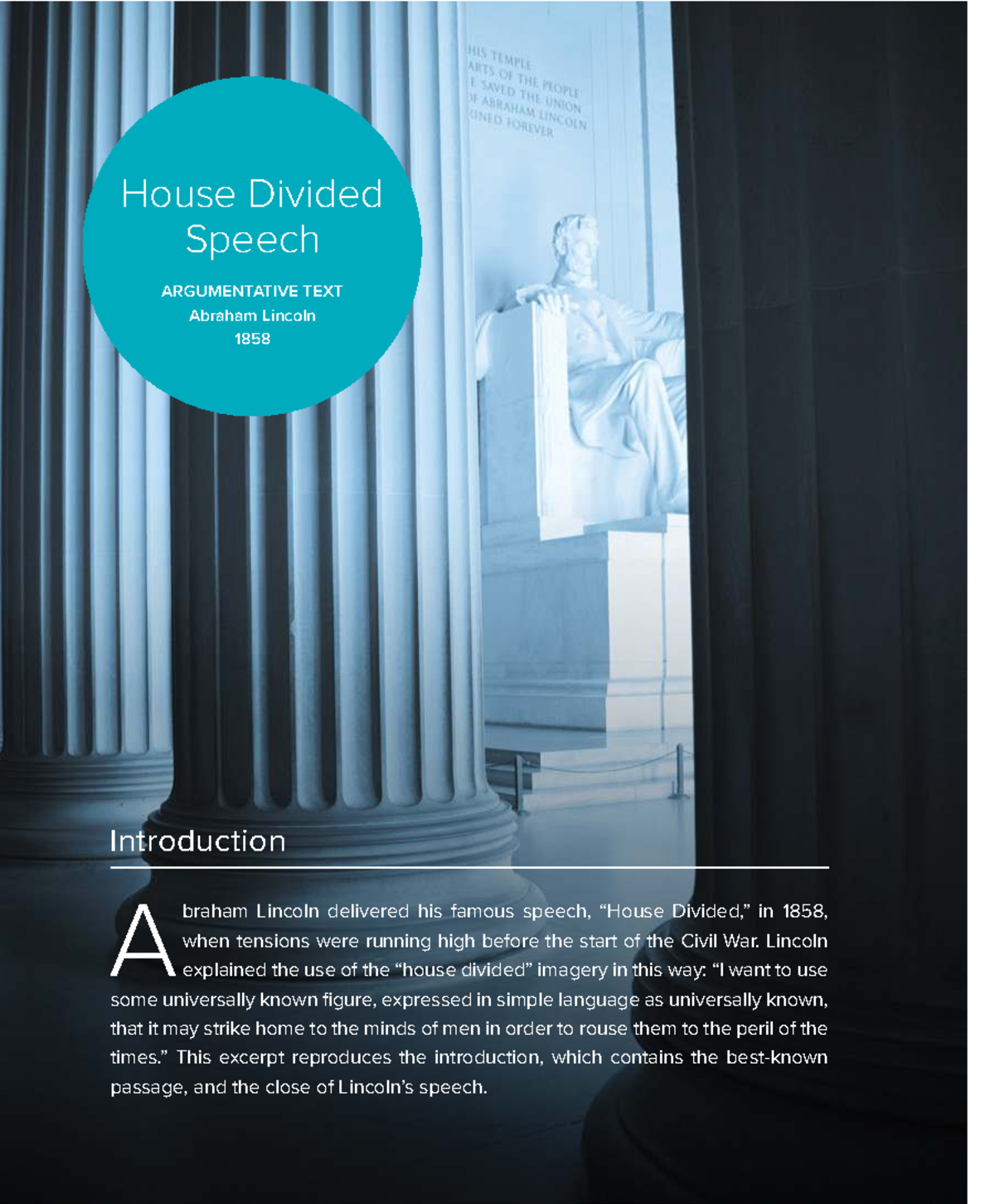 House Divided Speech Analysis - Argumentative Text (1858) - Studocu