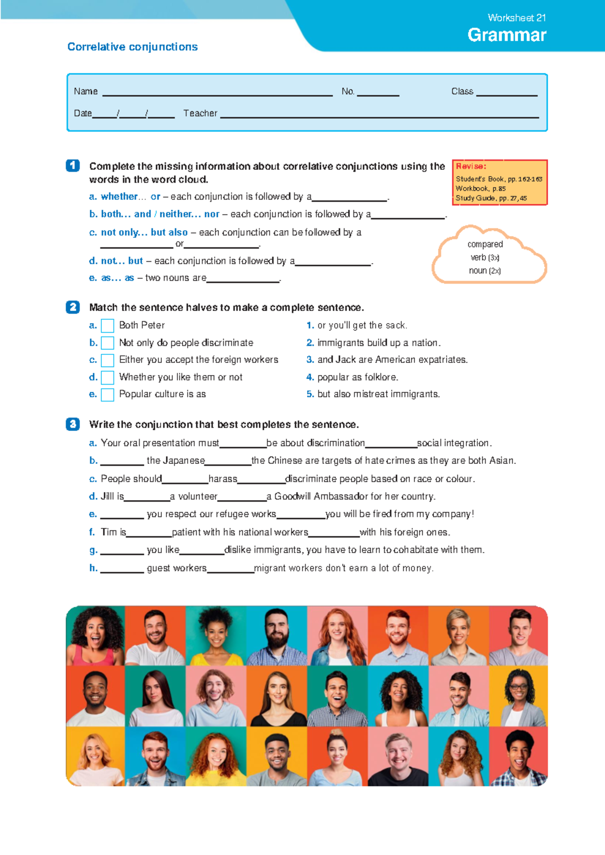 Enga11 grammar worksheet 21 correlative conjunctions - Worksheet 21 ...