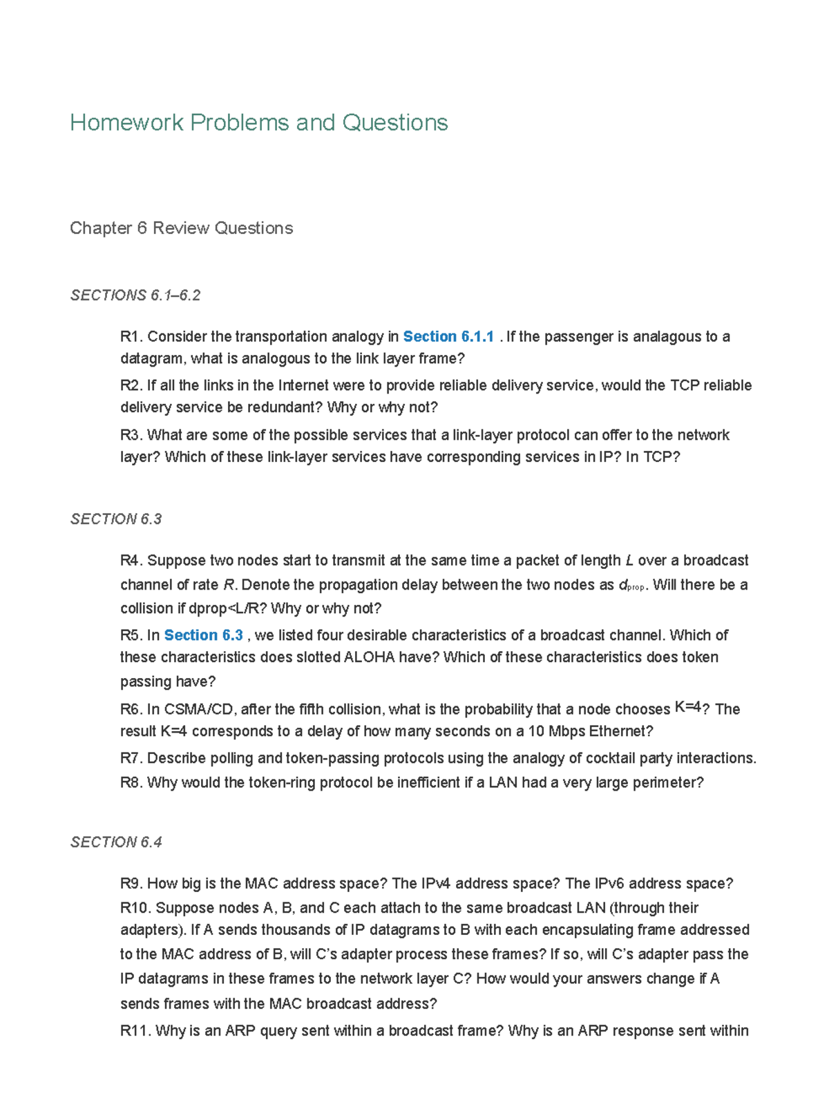 CSCI 501: Chapter 6 Review Questions and Homework Problems - Studocu