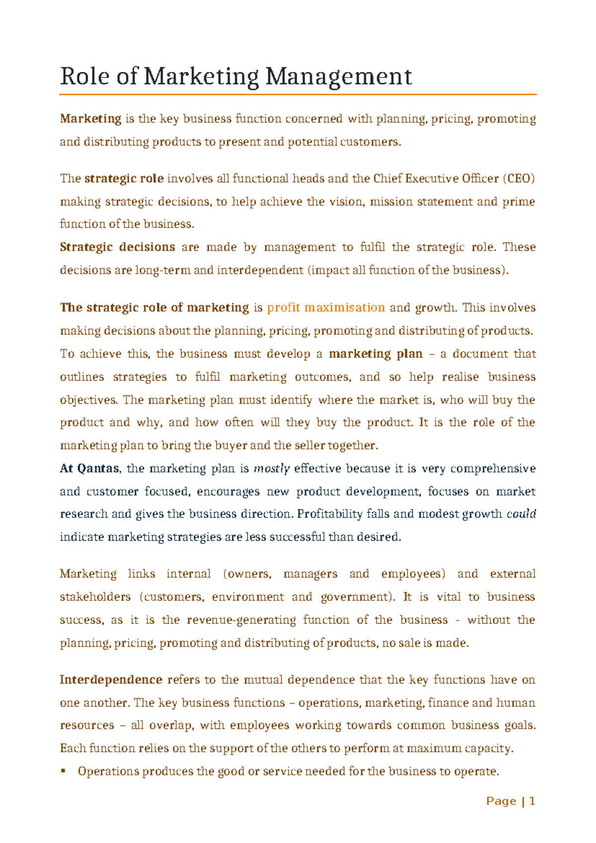 BUS 1428247906 2014 Marketing Management Study Notes - Studocu