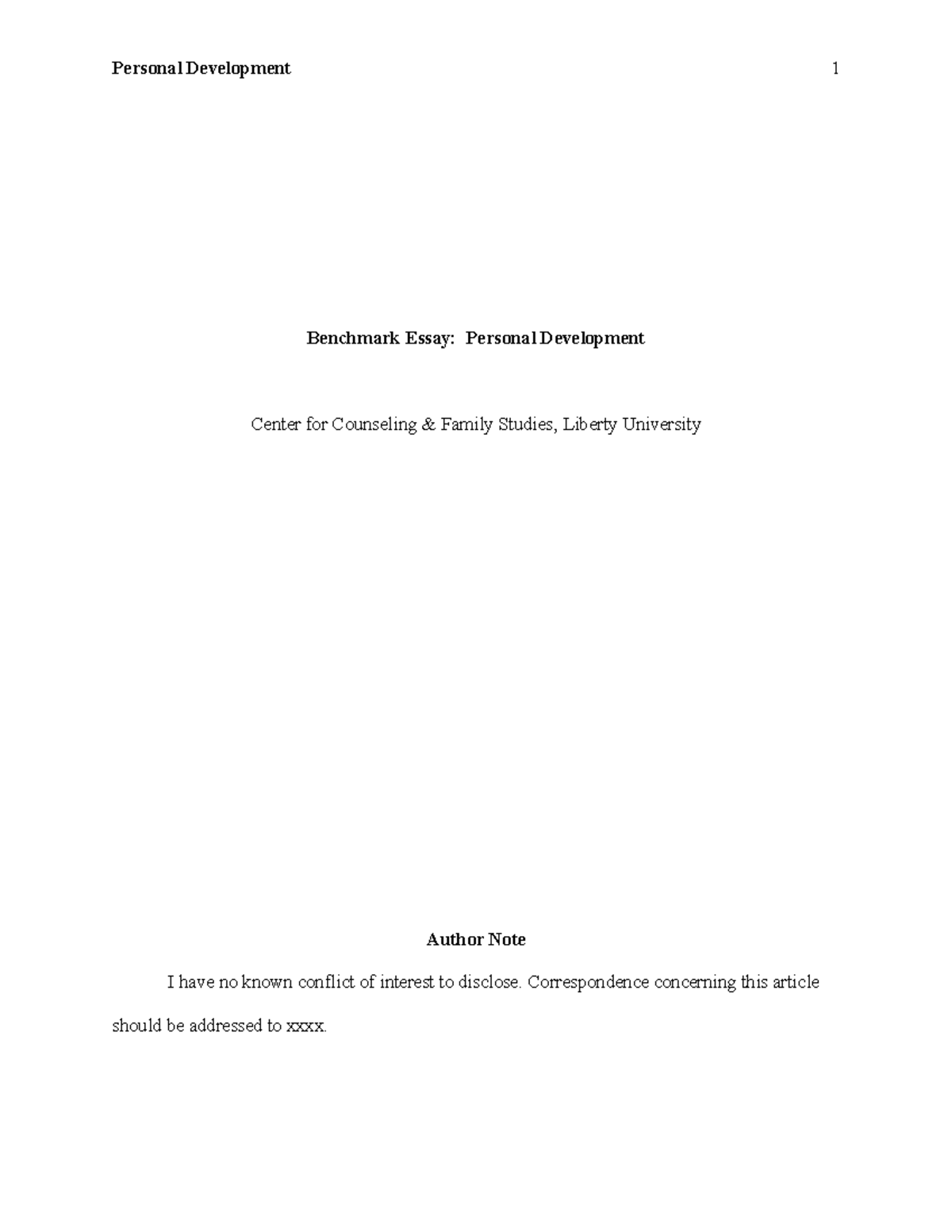Benchmark Essay: Personal Development Insights and Reflections - Studocu