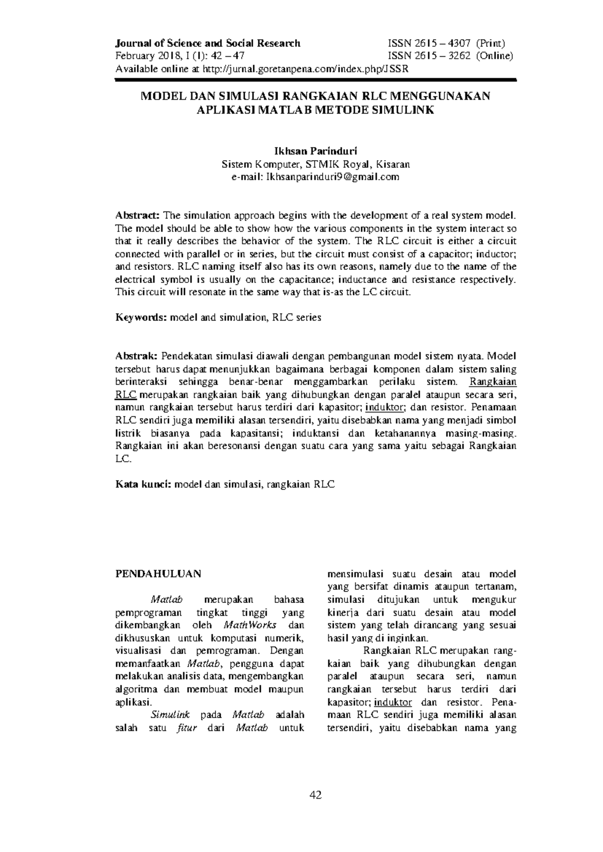 106 122 1 SM - Model dan Simulasi Rangkaian RLC Menggunakan MATLAB ...