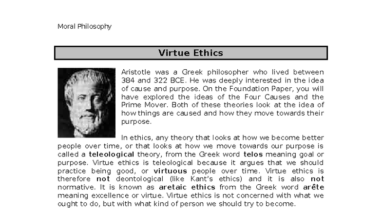 Virtue Ethics: An In-Depth Study of Aristotle's Philosophy - Studocu