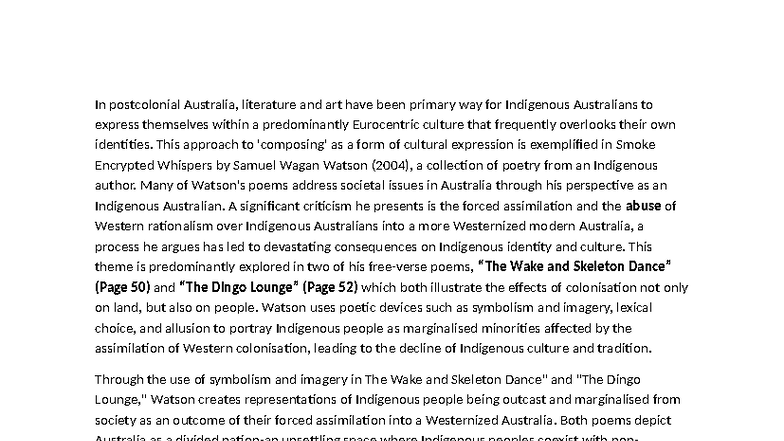 Essay: Analyzing Indigenous Identity in Samuel Wagan Watson's Poetry ...